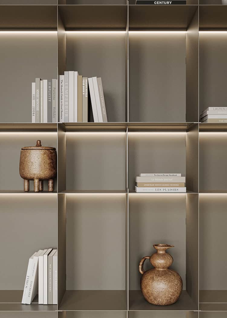 Polis bookcase LED detail - Bonsai Group